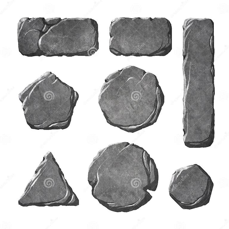 Set of Realistic Stone Buttons and Elements Stock Illustration ...