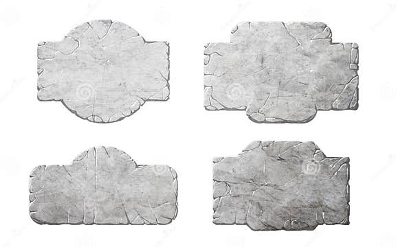 Set of Realistic Stone Interface Buttons and Elements. Stock ...