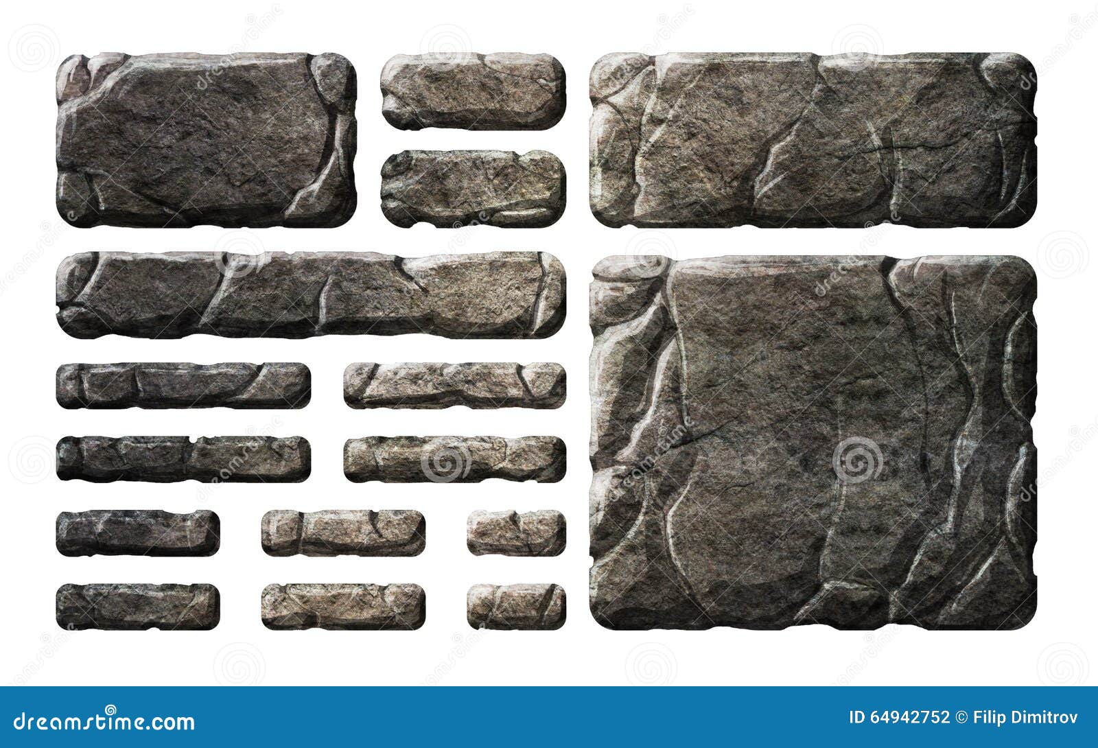 Set of Realistic Stone Interface Buttons and Elements. Stock ... Set of Realistic Stone Interface Buttons and Elements. Stock ...