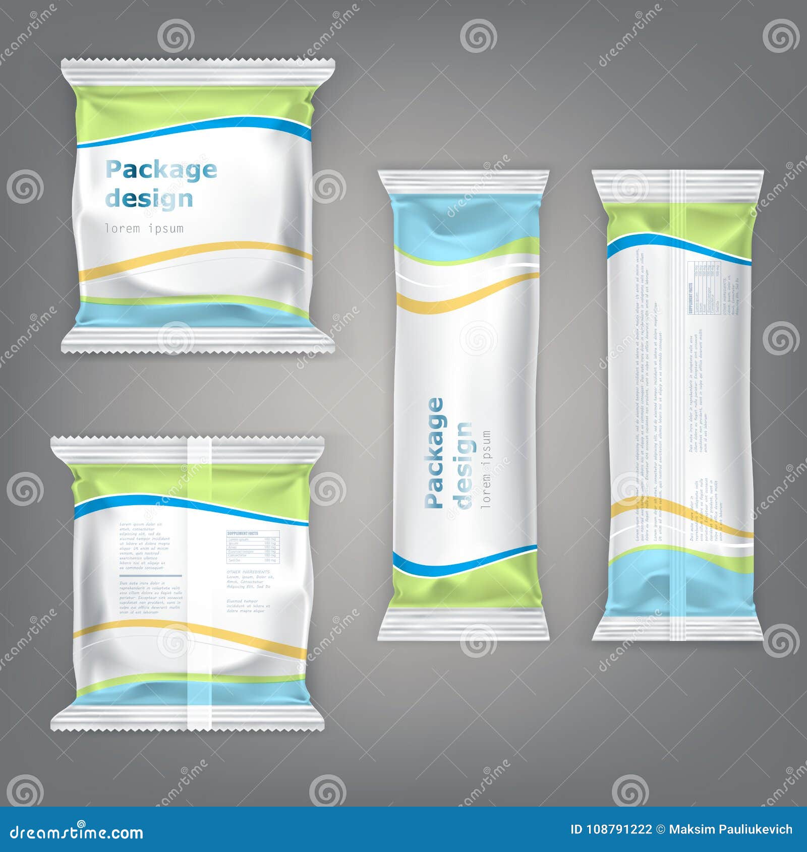 Set Packaging for Snacks - Biscuits, Chocolate, Candy, Bars, Crackers ...