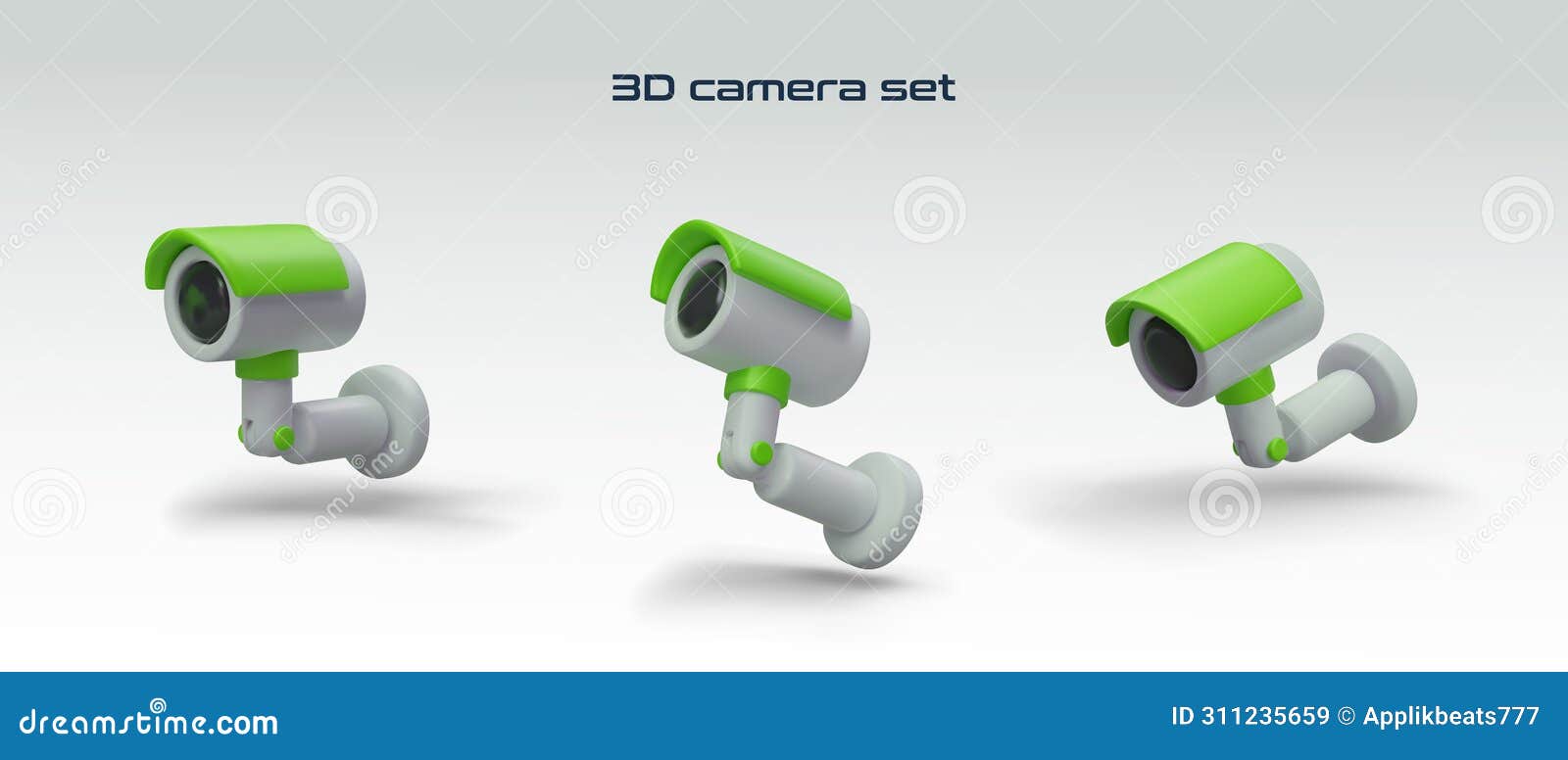 Set of Realistic Surveillance Cameras. Vector Object in Different ...