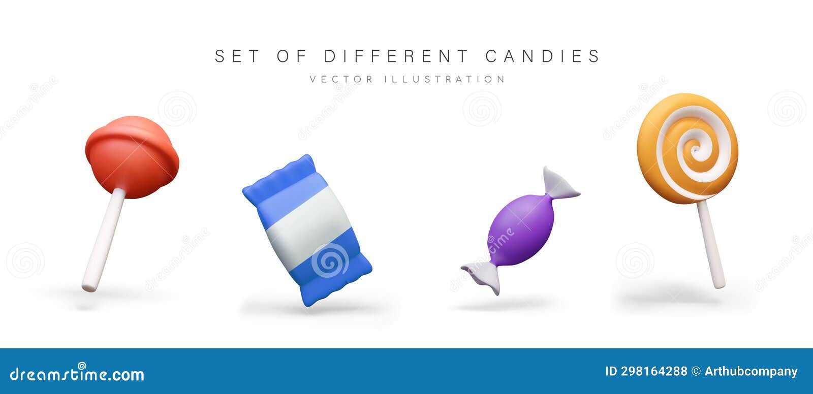 Set of Realistic Sweets. Round and Rectangular Candy in Wrapper ...