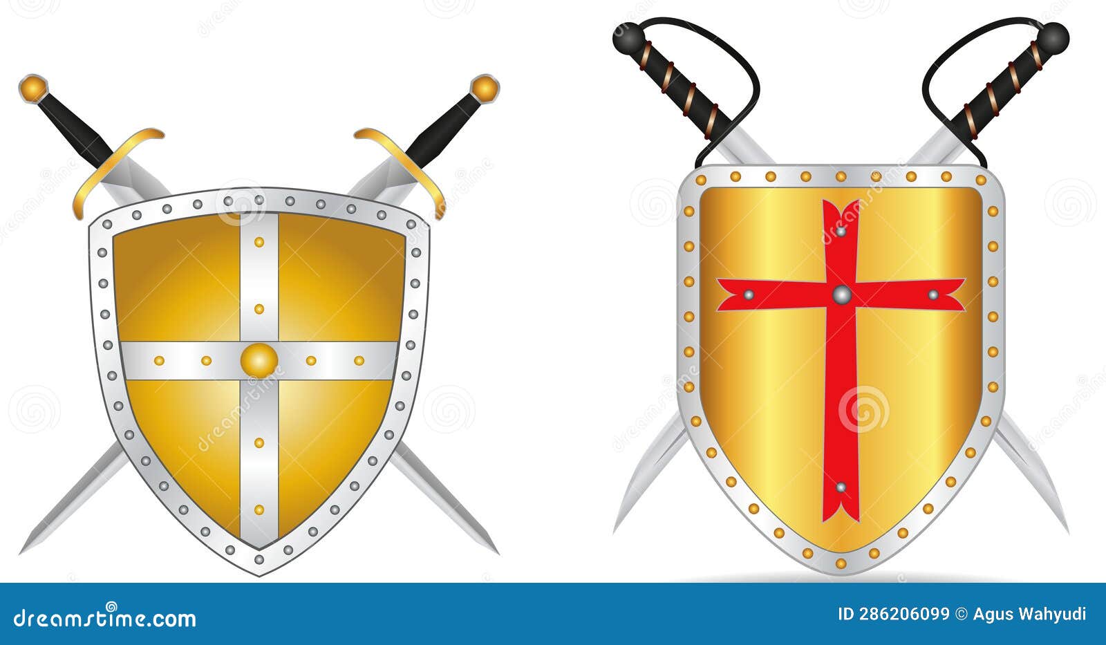 Set of Realistic Sword Warrior. 3d Render.. Stock Illustration ...