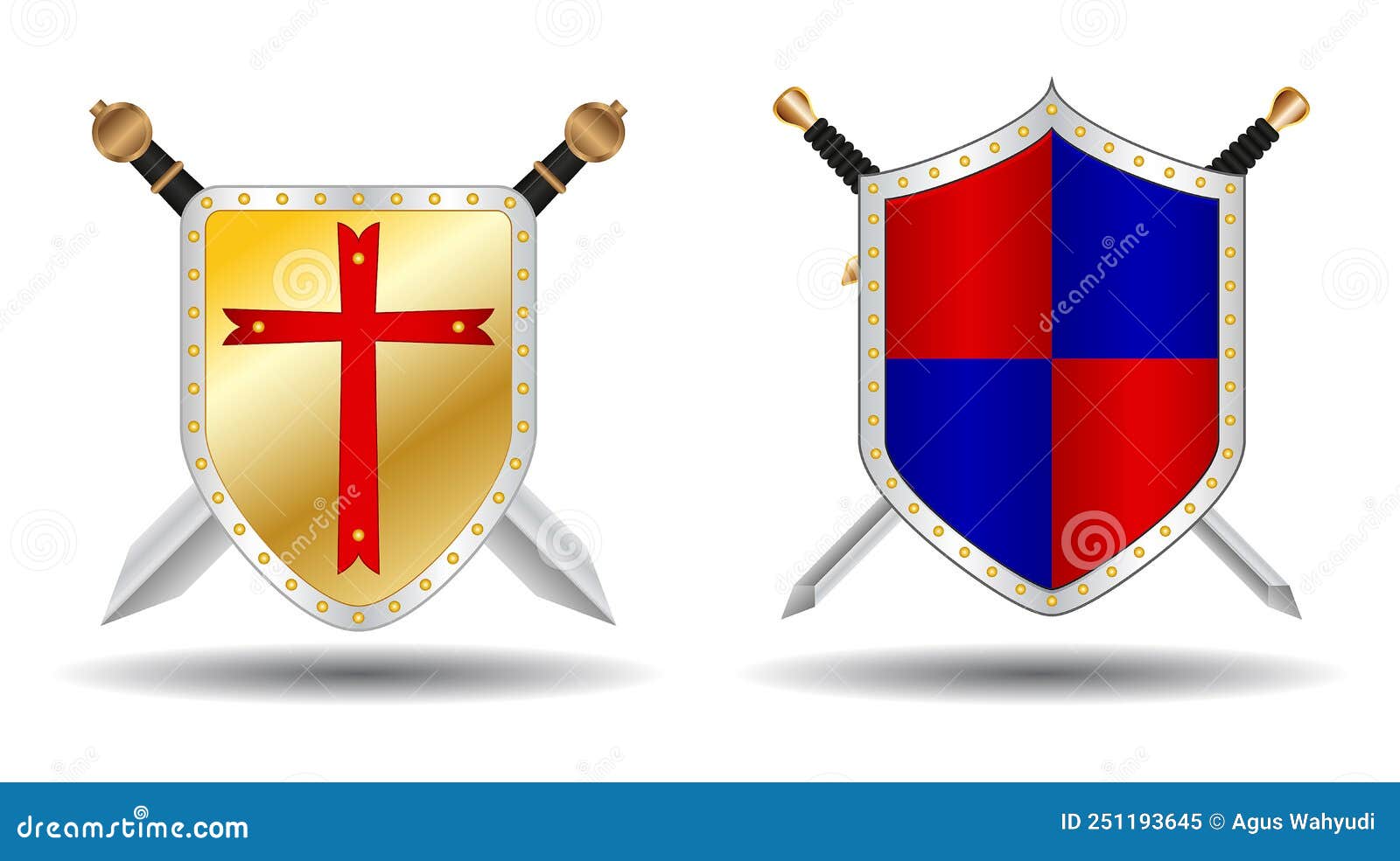 Set of Realistic Sword Warrior with Metal Shield. Eps Vector. Stock ...