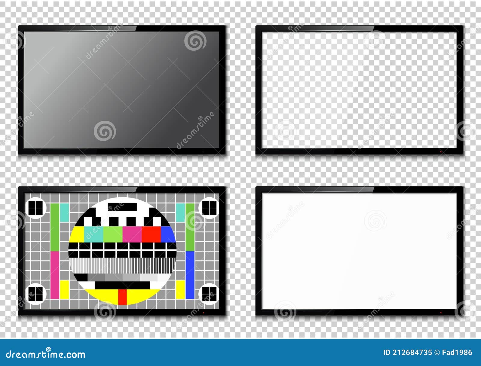 Set of Realistic Television Screens Isolated on Transparent Background ...