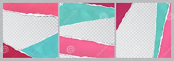 Set of Realistic Torn Paper Cards Stock Illustration - Illustration of ...