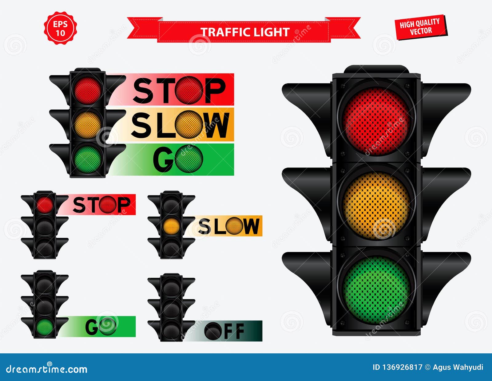 Set of Realistic Traffic Light. Easy To Modify Stock Illustration ...