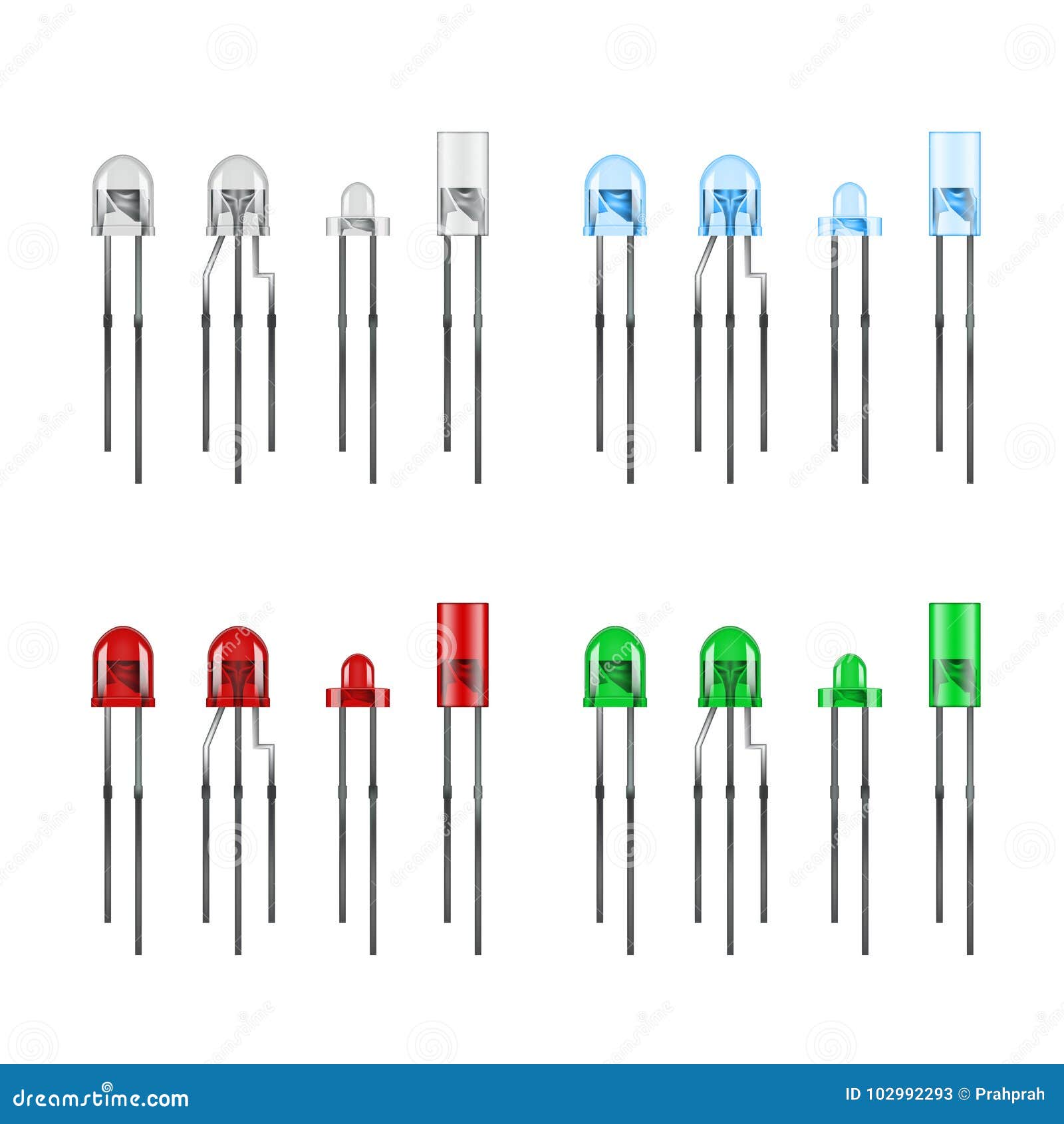 Set of Realistic Transparent LEDs Stock Illustration - Illustration of ...