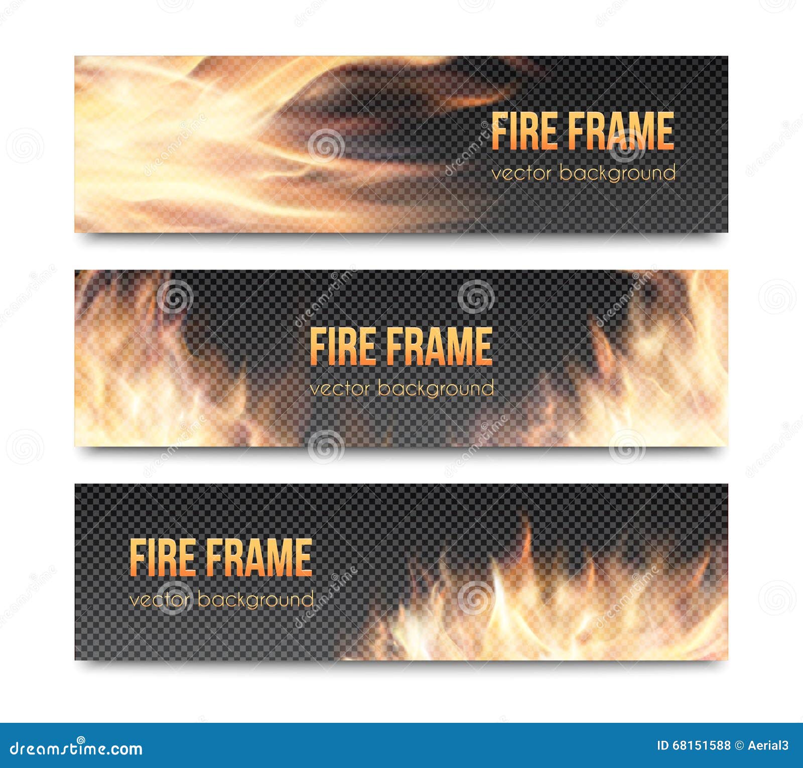Set of Realistic Transparent Fire Flame Banners Stock Vector ...