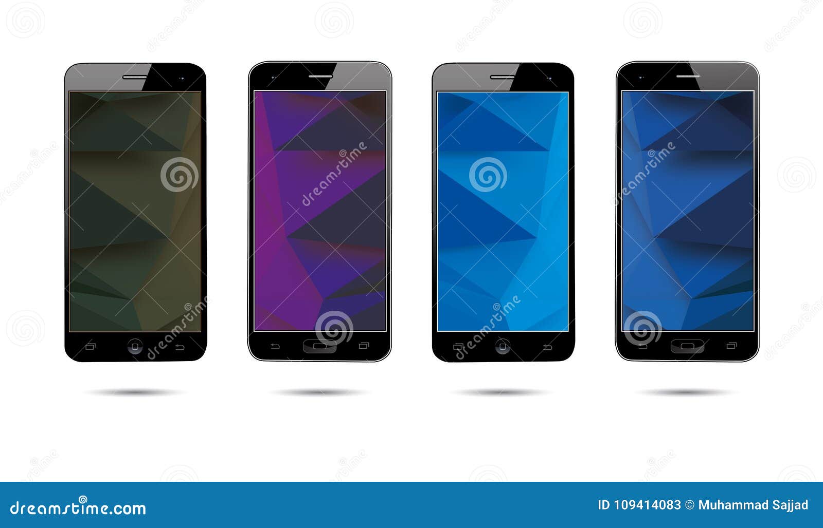 Set of Realistic Vector Android Mobile Phone Touch Screen Illustration ...