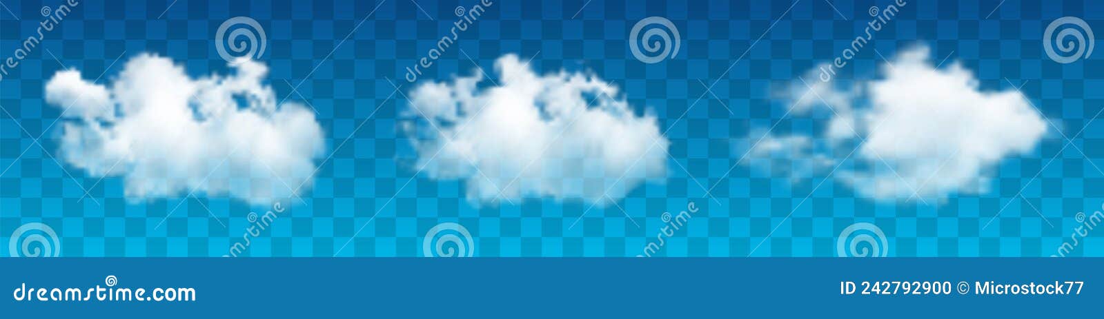Set of Realistic Vector Cloud, Transparent Background Sky Effect Stock ...