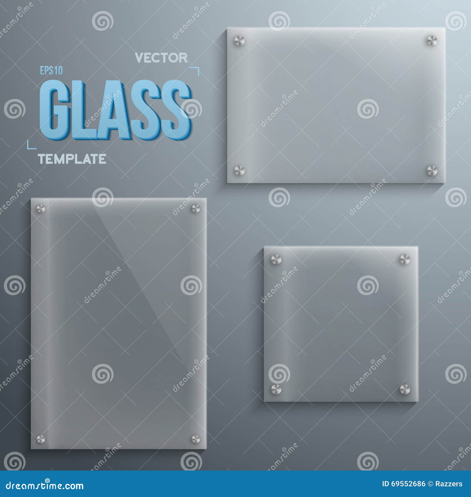 Set of Realistic Vector Glass Plate Template Icons. EPS10 Vector Stock ...