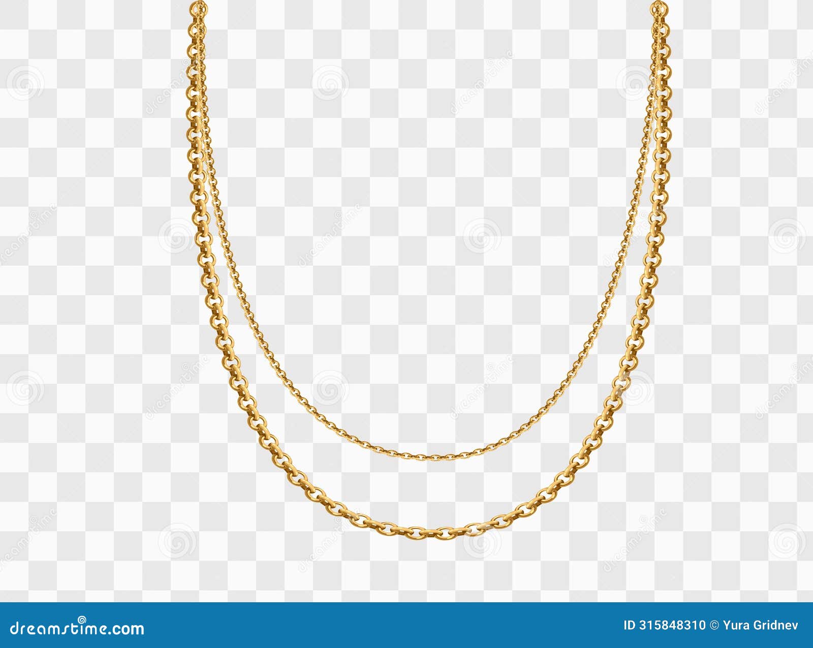 Set of Realistic Vector Golden Chains. Vector Illustration of Gold ...