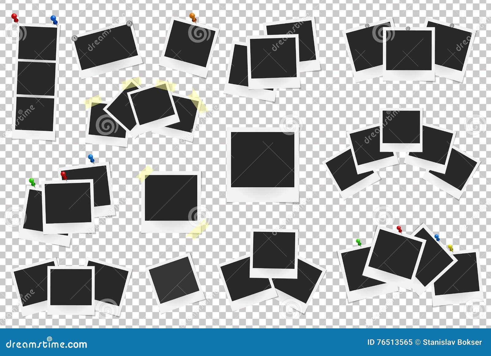 Frames And Pins. Photo Album Frame, Black Blank Photography Template ...