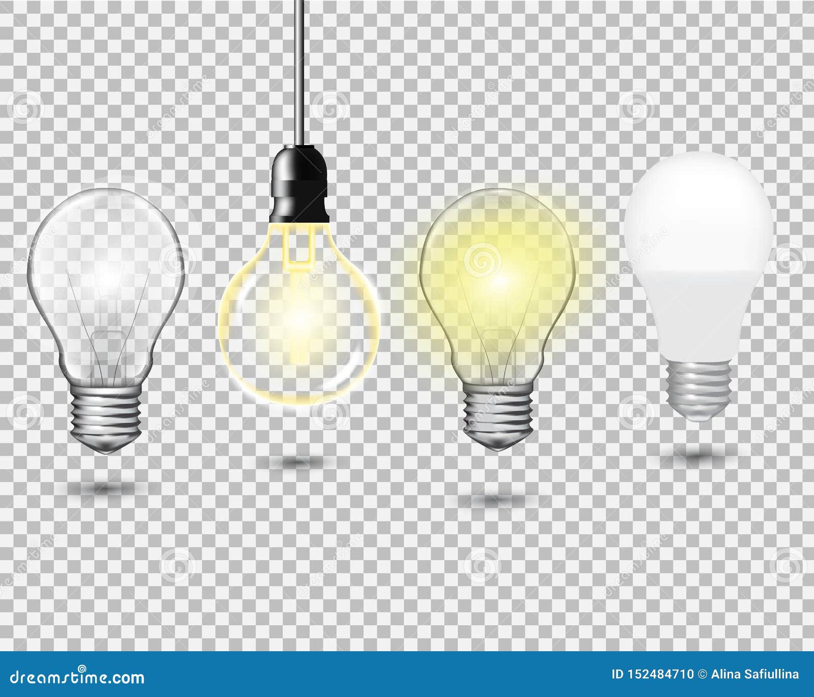 Set of Realistic Vector Transparent Light Bulbs Stock Vector ...
