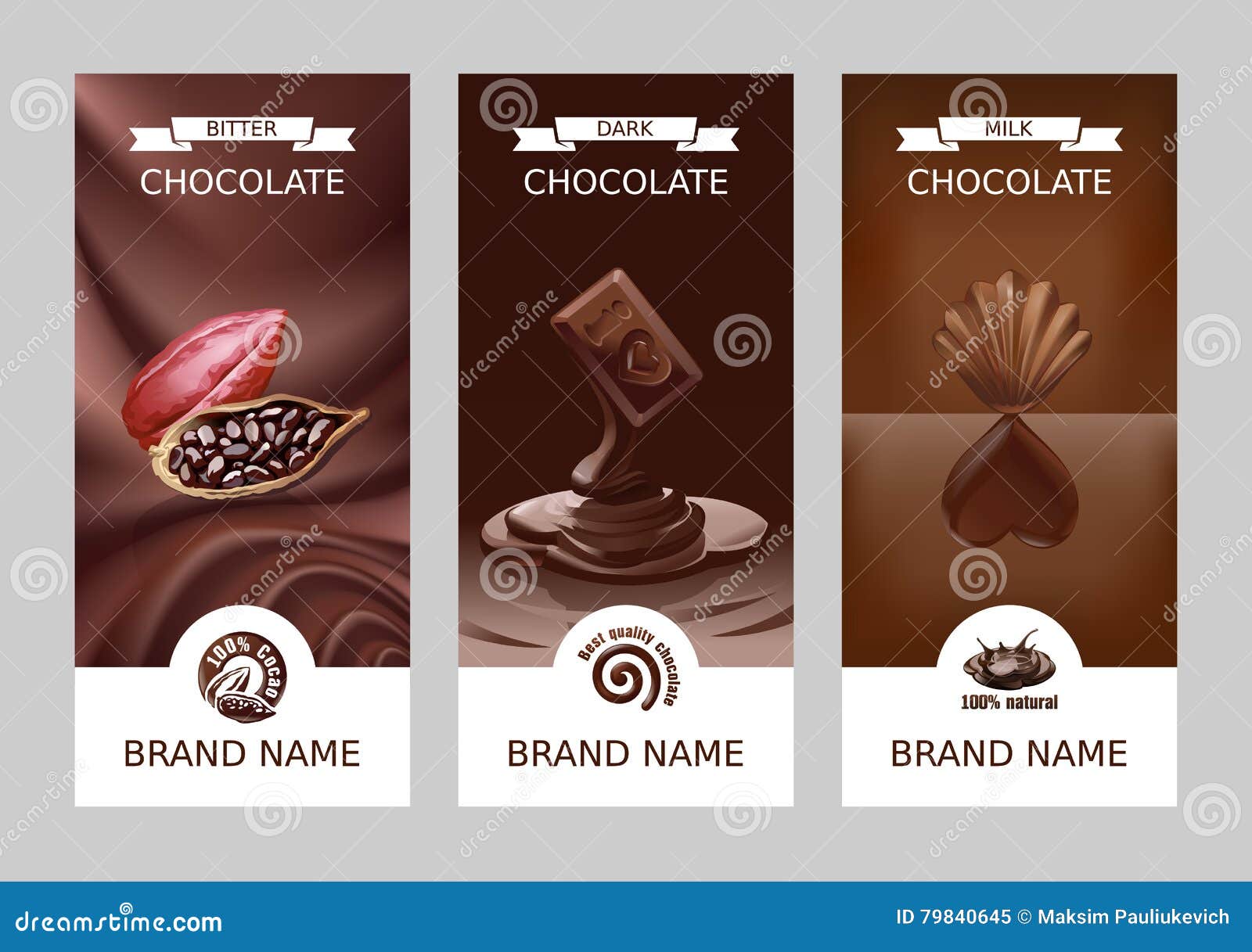 Set Realistic Vector Vertical Chocolate Banners Stock Vector ...