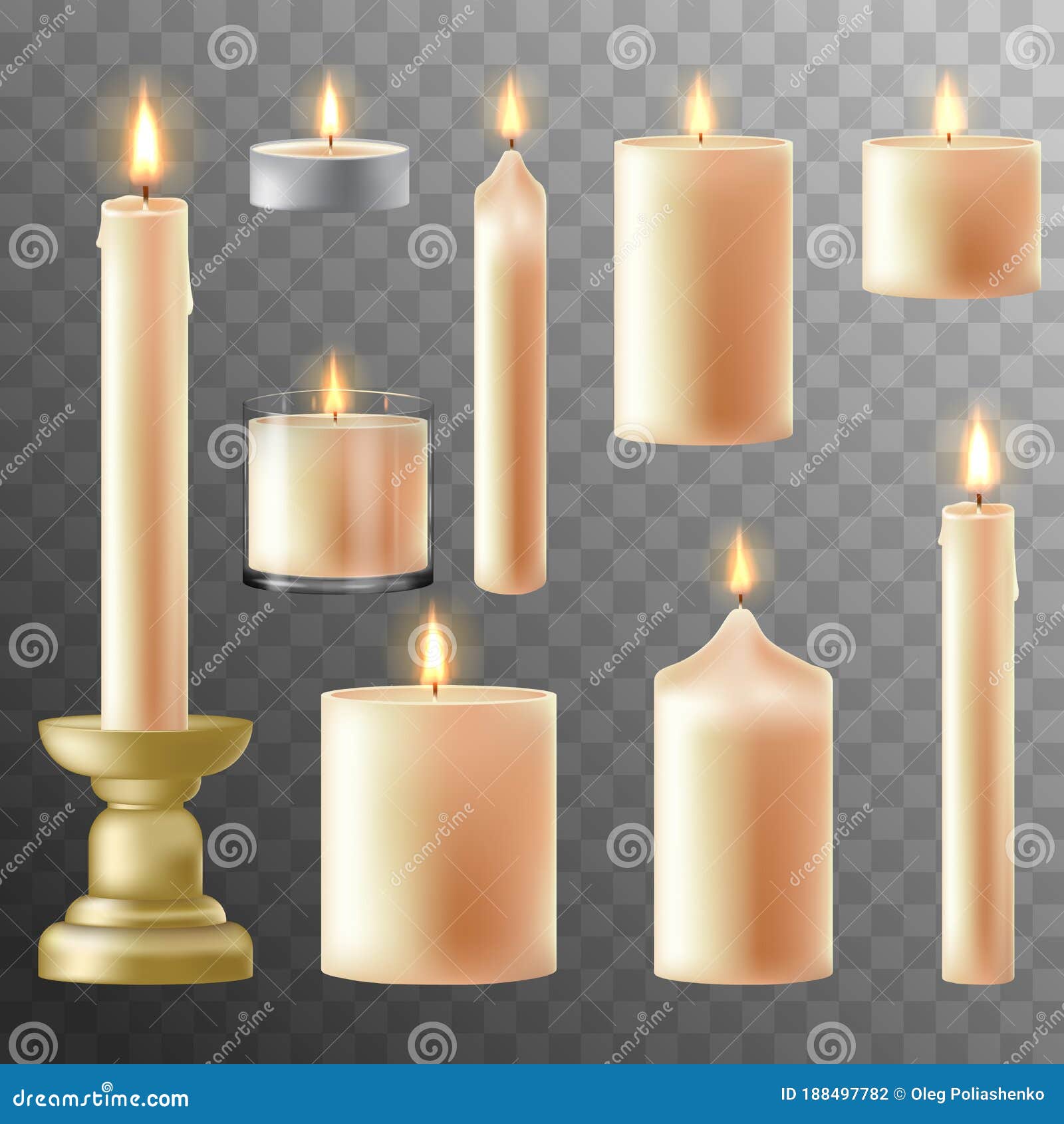 Set of Realistic Vector White Candle Stock Vector - Illustration of ...