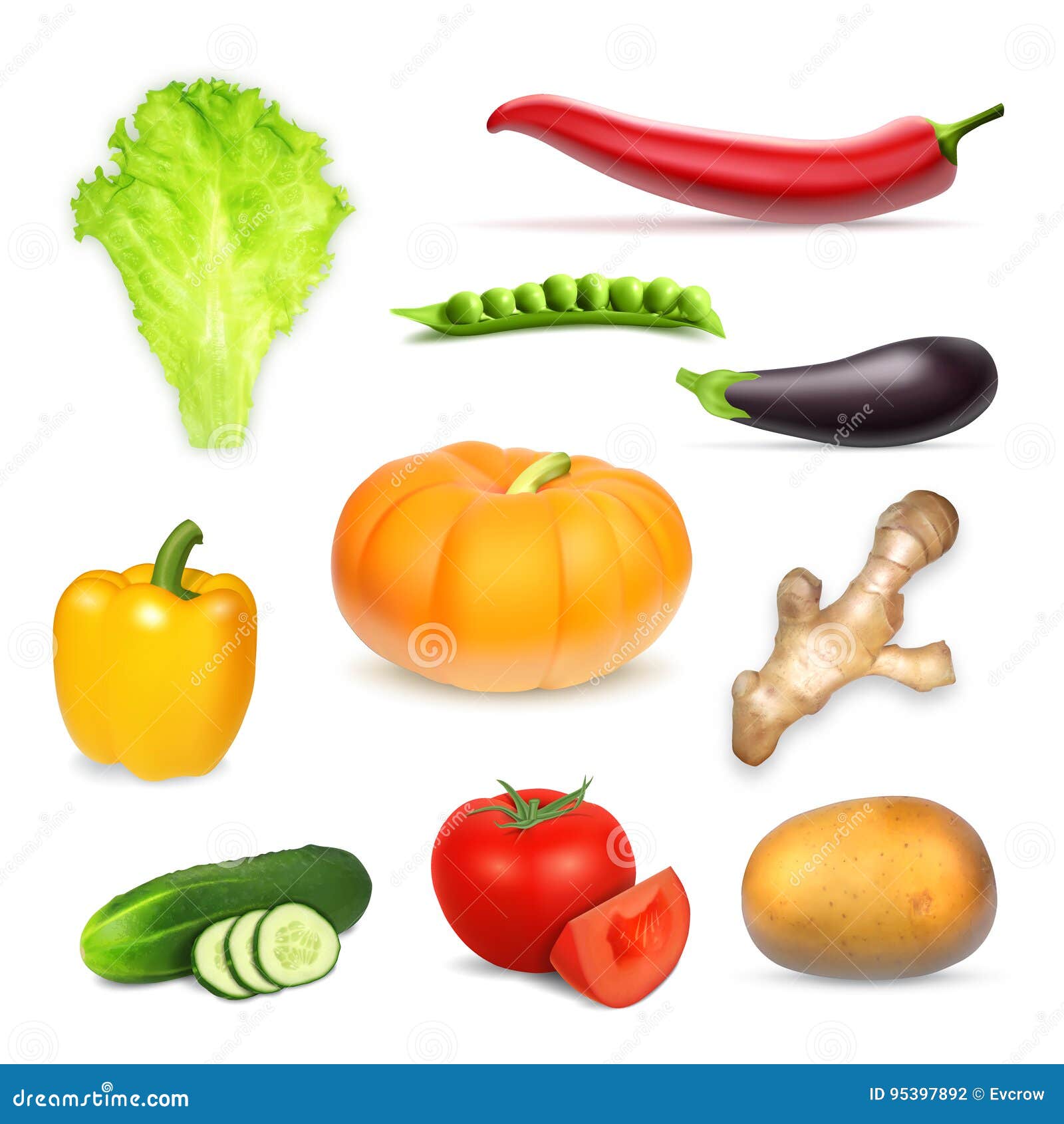 Set of Realistic Vegetables Stock Vector - Illustration of refreshment ...