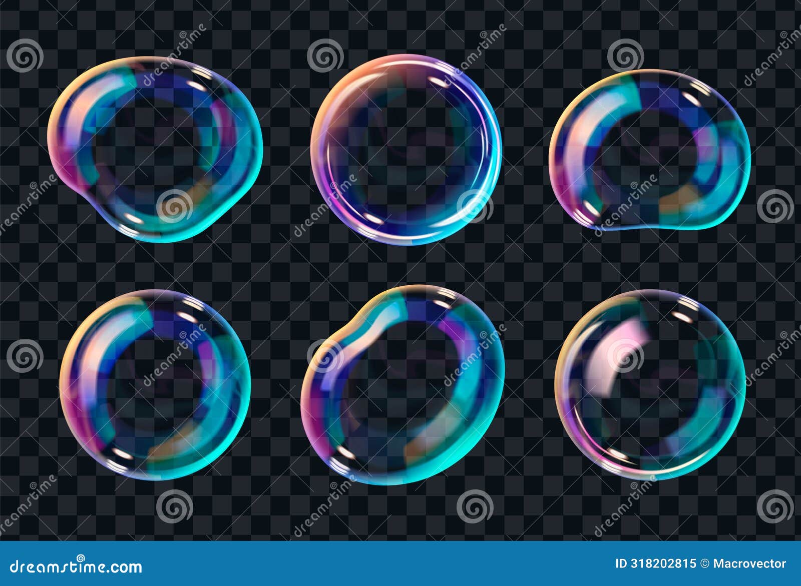 Set of Realistic Water Bubbles Stock Illustration - Illustration of ...