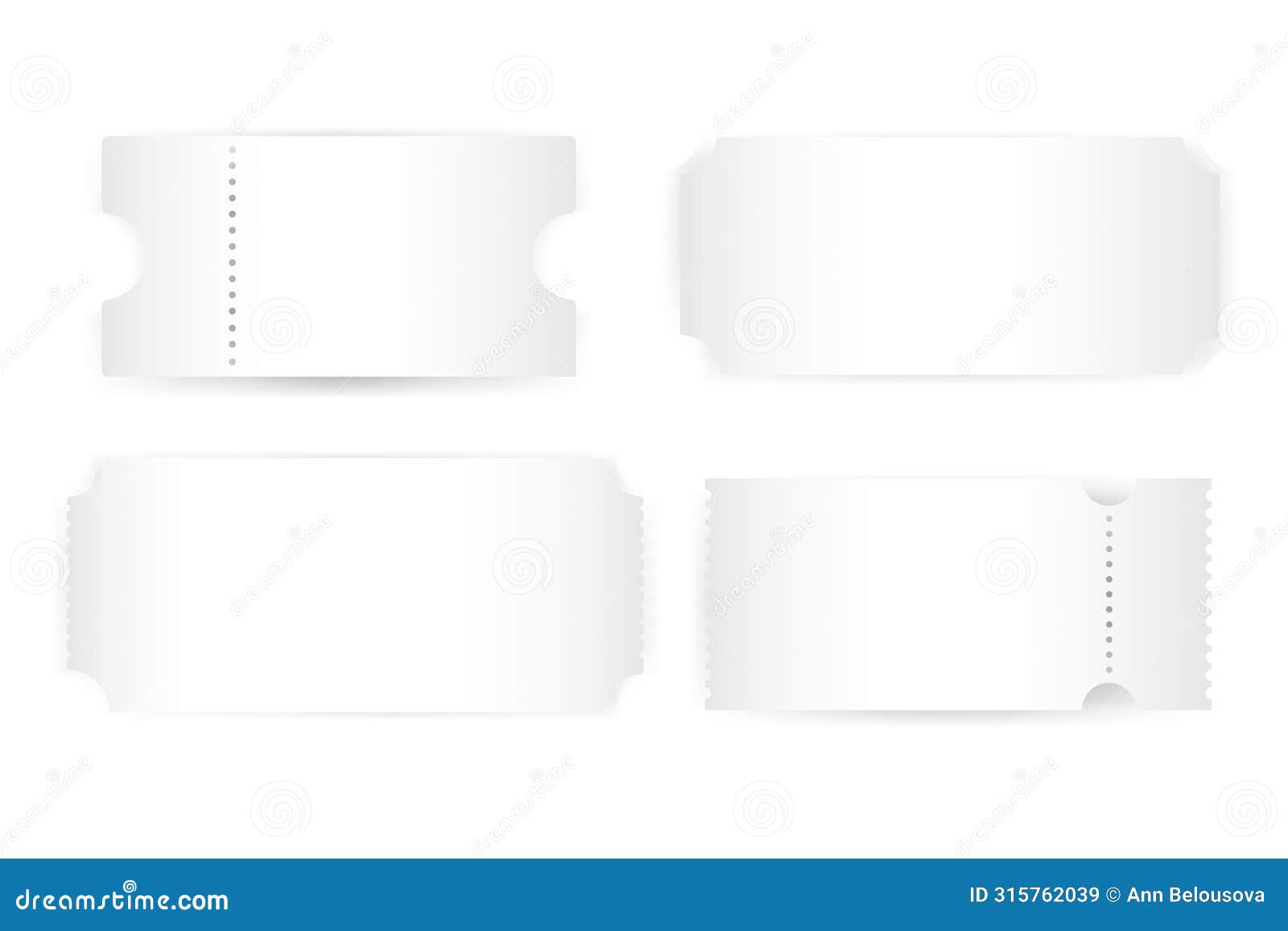 Set Realistic White Template of Coupon, Ticket, Boarding Pass,voucher ...