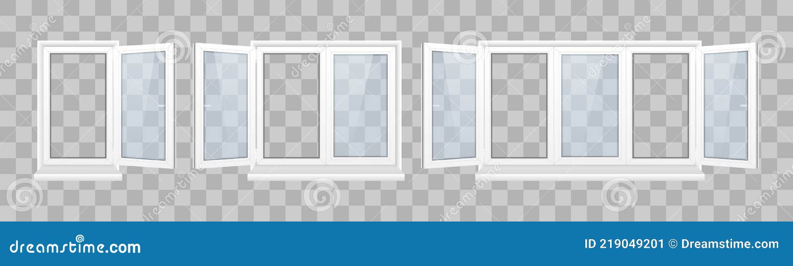 Realistic Windows. Frames And Glass On A Transparent Background. Vector ...