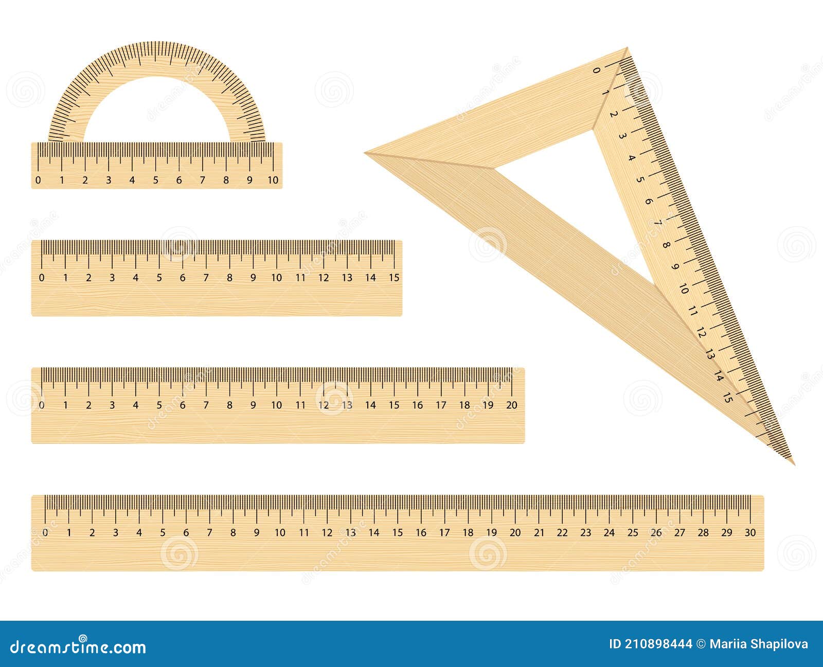 Wooden Ruler Texture On White Background. Wooden Texture. Cartoon ...