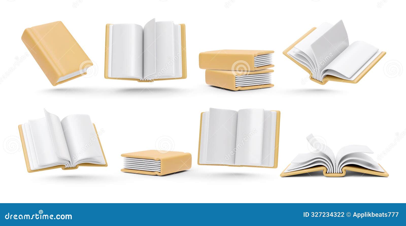 Set of Realistic Yellow Books Isolated on White Background. Vector ...