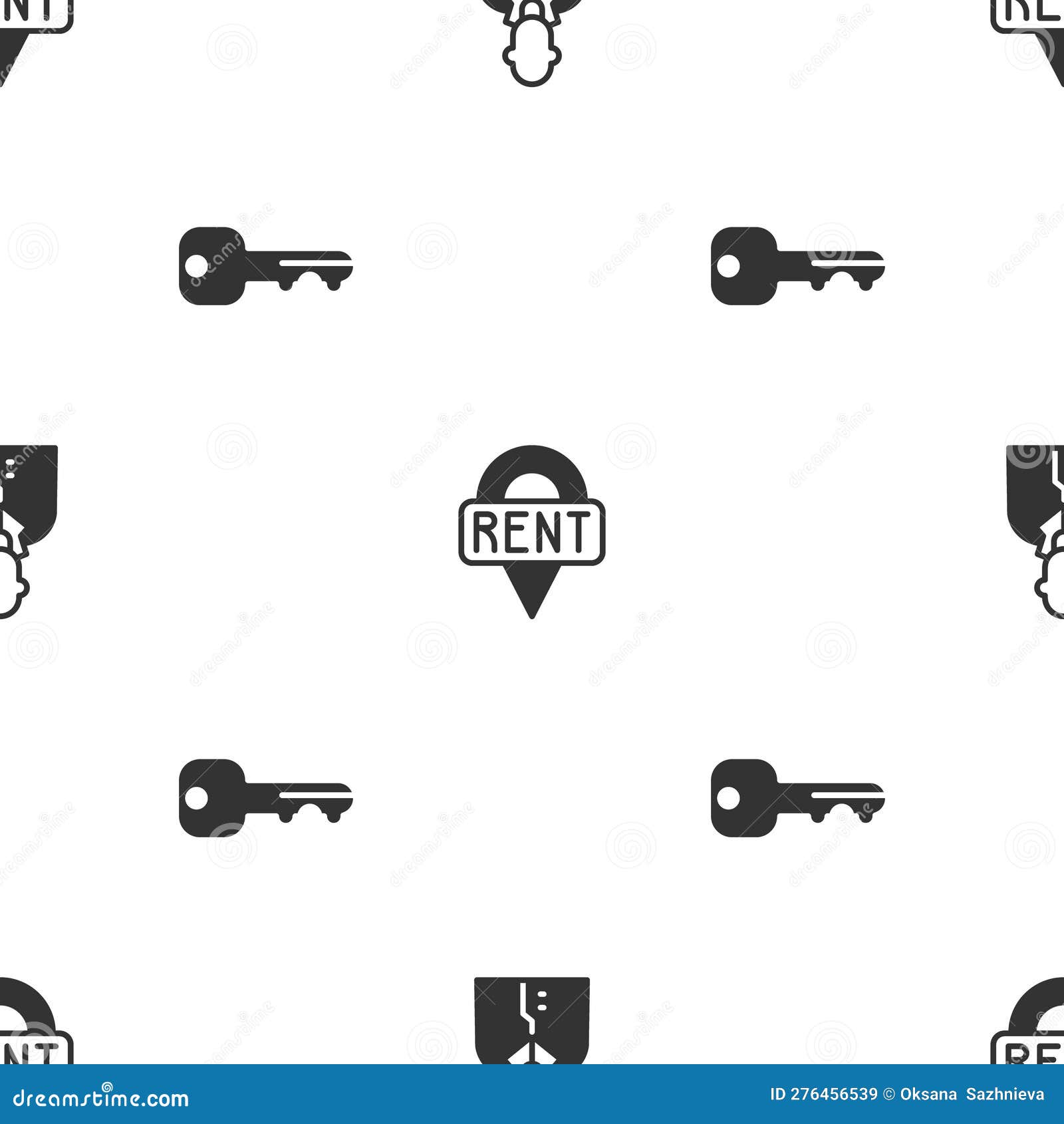 Set Realtor, Location Key and House on Seamless Pattern. Vector Stock ...