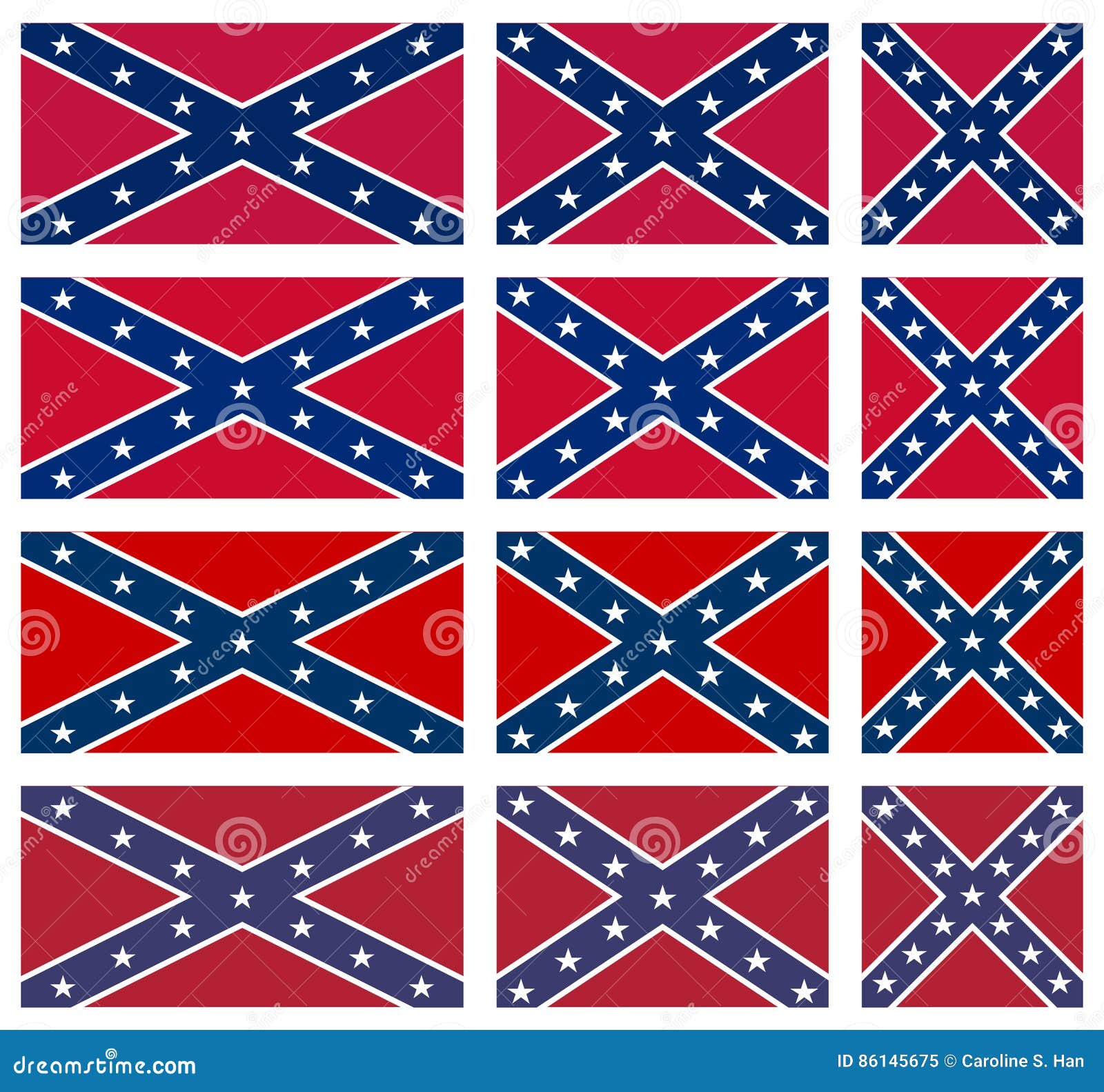 Set of Rebel Flags stock vector. Illustration of stars - 86145675