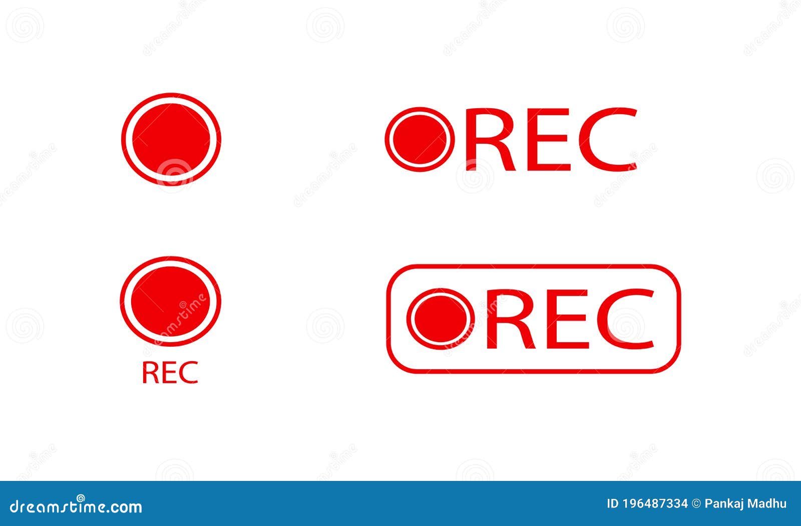 Set of Rec / Record Button Trendy Flat Style Vector Icon. Symbol for ...
