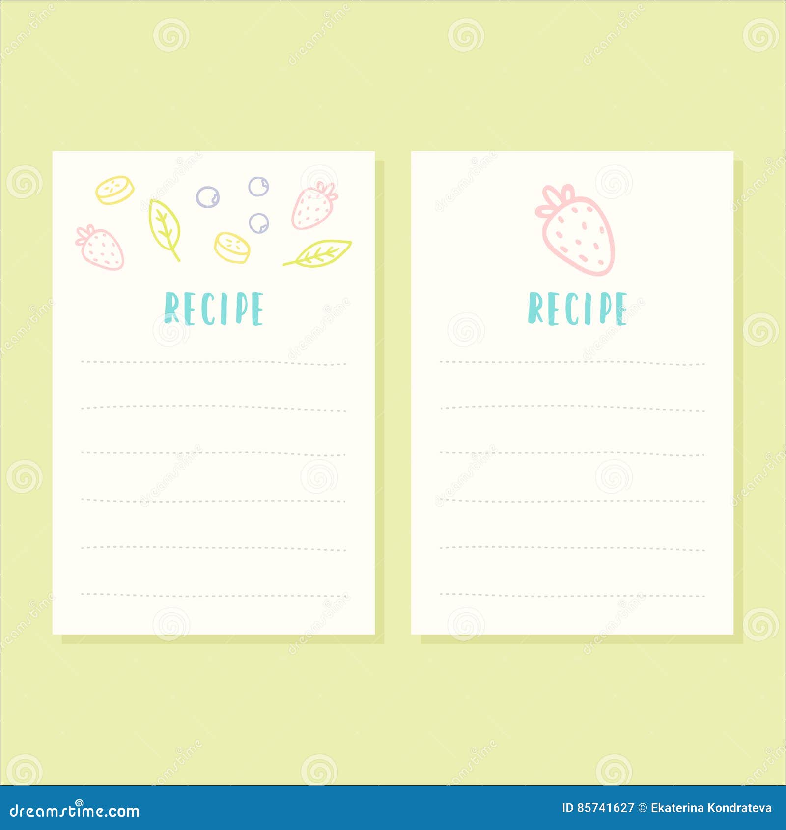 Set of 2 recipe cards. stock vector. Illustration of item - 85741627