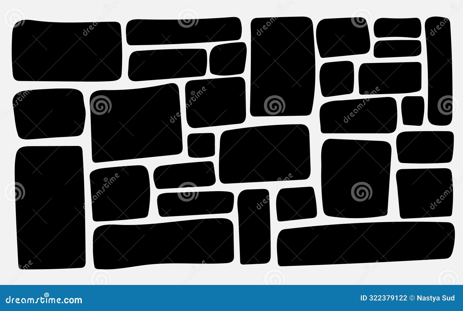 Set of Rectangle Black Background. Drawing Organic Blank Horizontal ...