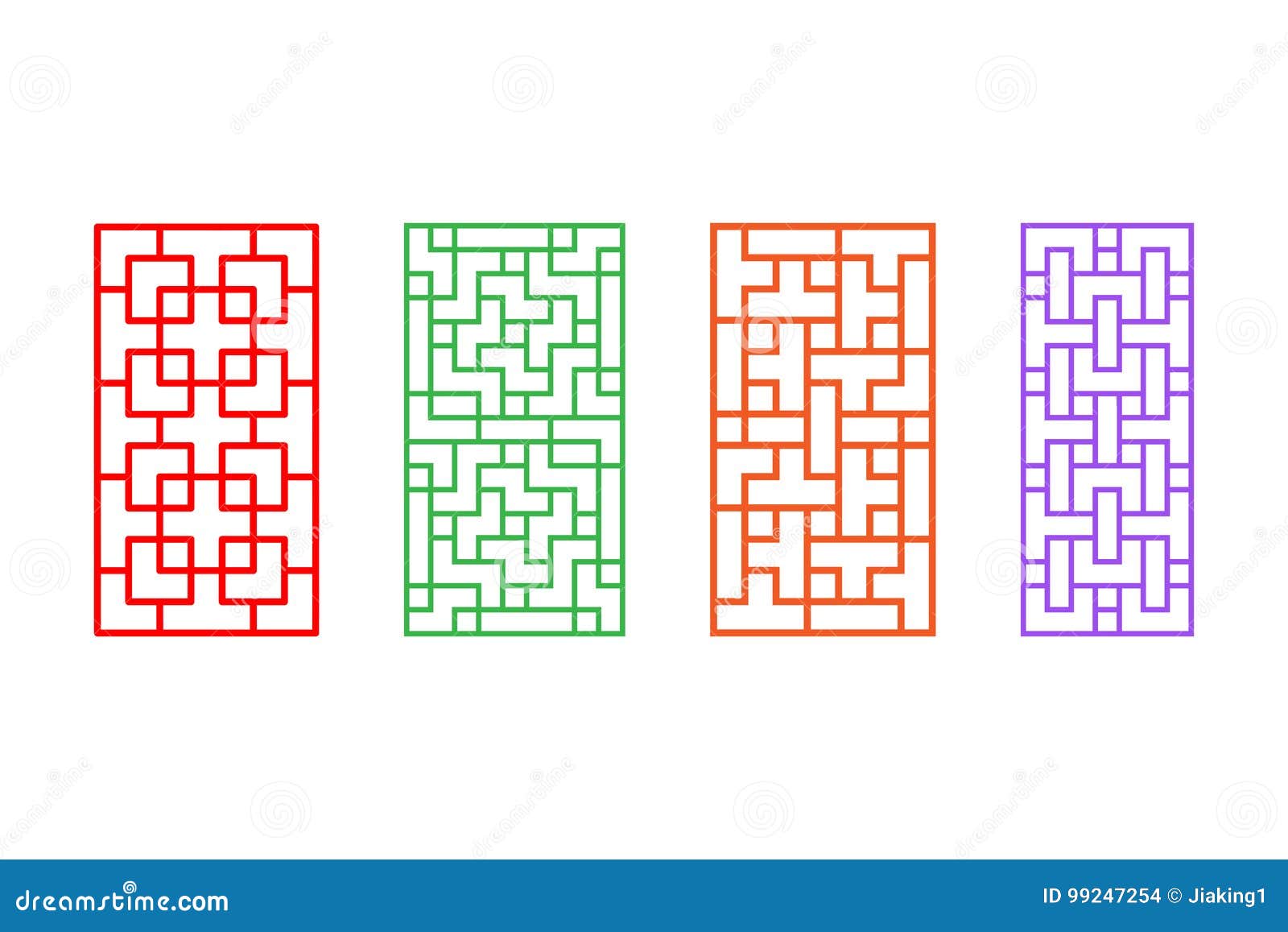 Set of Rectangle Chinese Pattern Window Frame Stock Vector ...