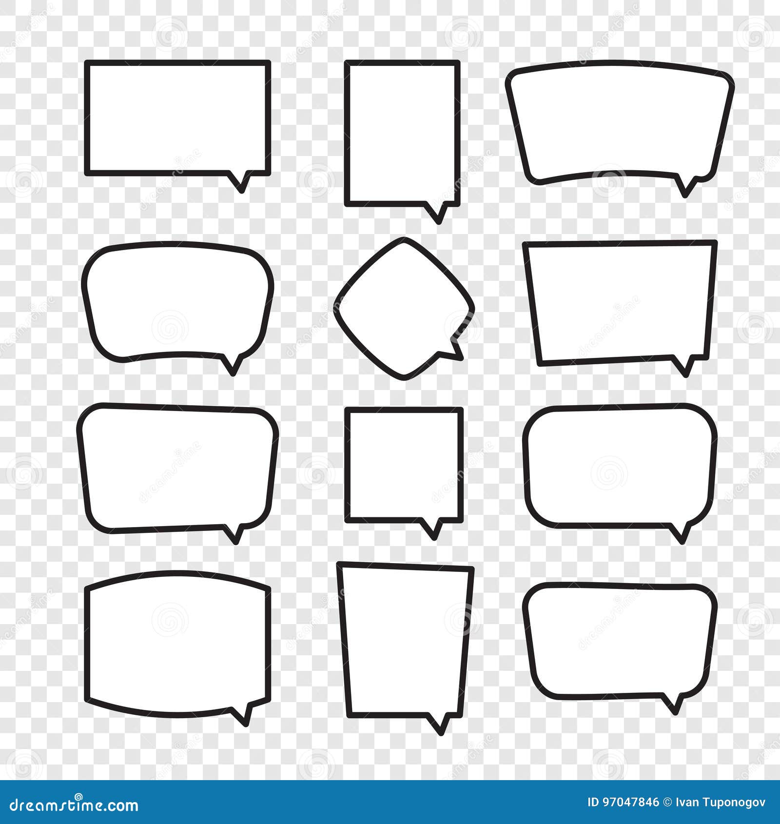 Set of Rectangle Comic Speech Bubbles. Stock Illustration ...