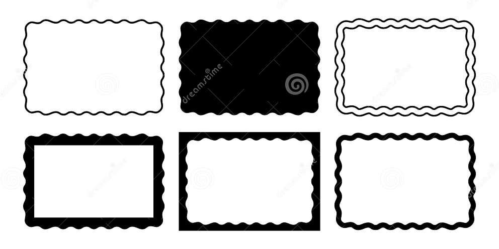 Set of Rectangle Frames with Wavy Edges. Rectangular Shapes with ...