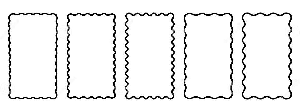 Set of Rectangle Frames with Wavy Edges. Rectangular Shapes with Wiggly ...