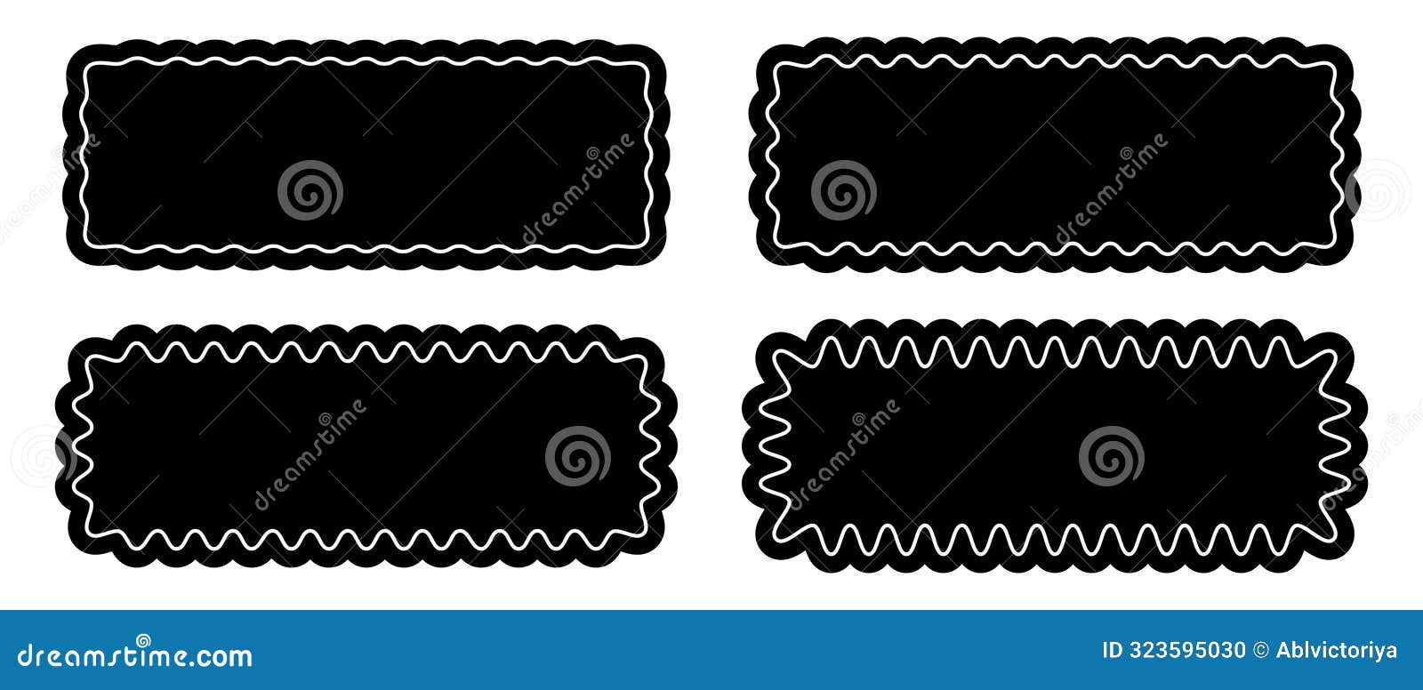 Set of Rectangle Frames with Wiggly Edges. Rectangular Shapes with ...