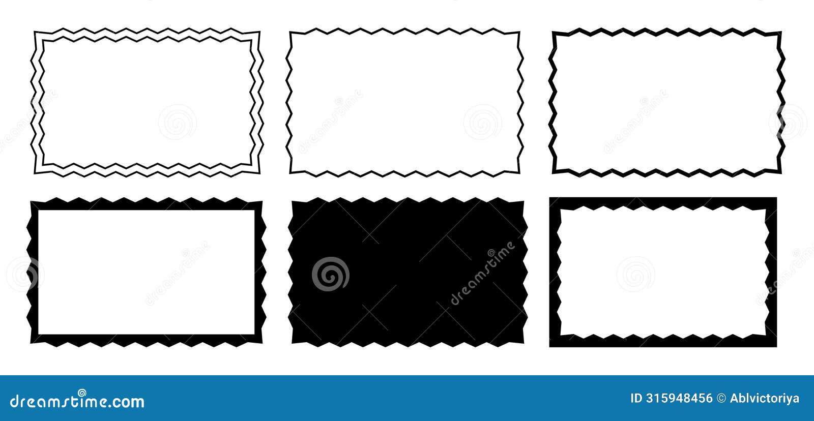 Set of Rectangle Frames with Zig Zag Borders. Picture or Mirror ...