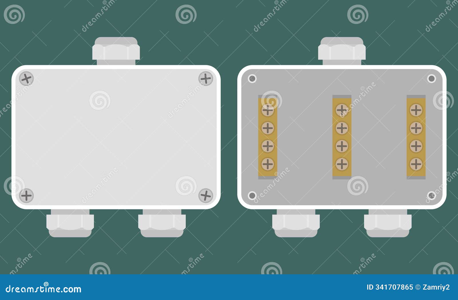 Set of Rectangle Junction Box with Bus Bars Stock Illustration ...