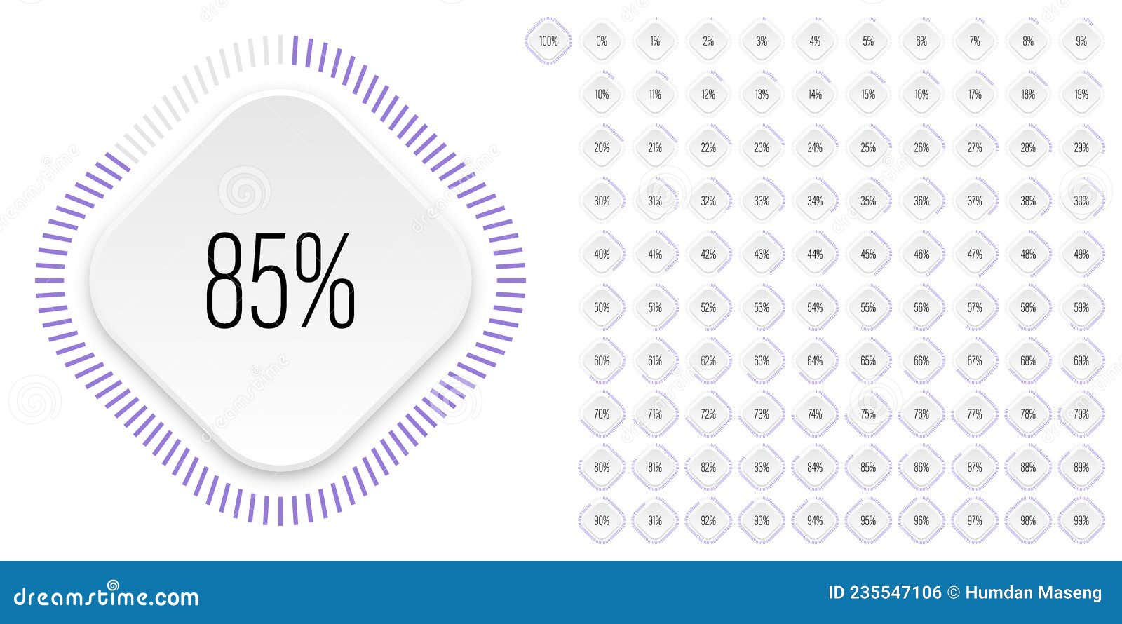 Set of Rectangle Percentage Diagrams Meters Progress Bar Stock Vector ...