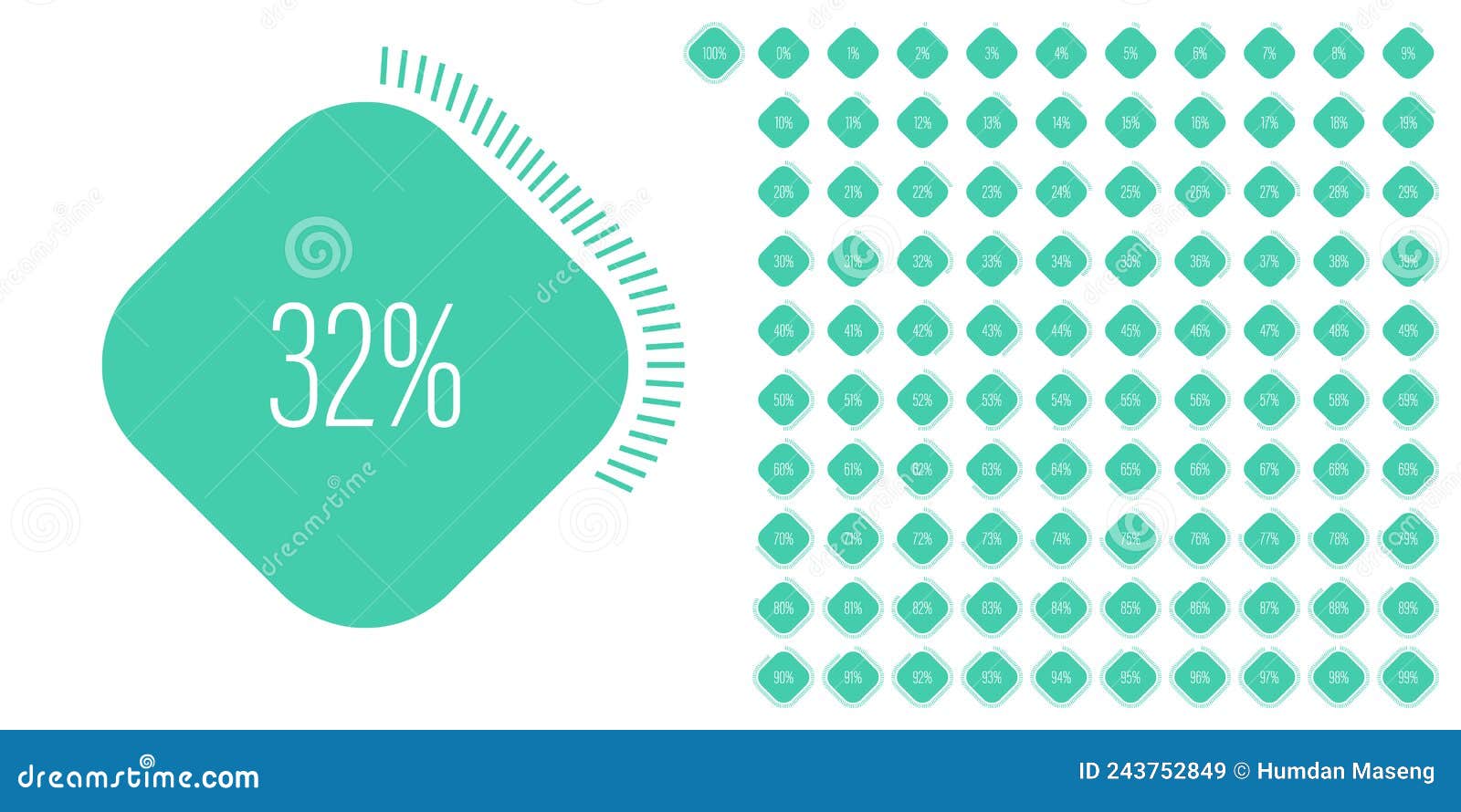 Set of Rectangle Percentage Diagrams Meters Progress Bar Stock Vector ...