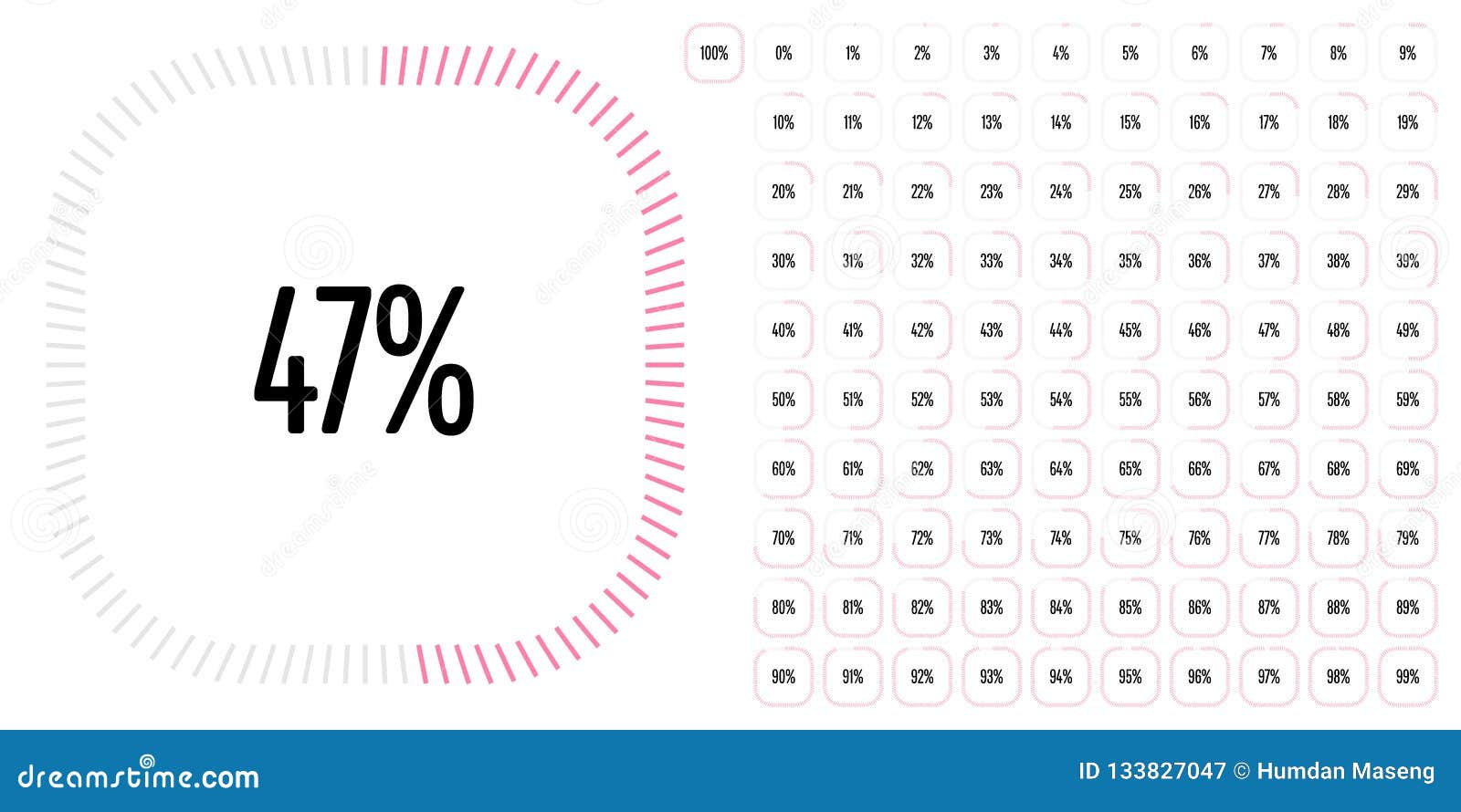 Set of Rectangle Percentage Diagrams from 0 To 100 Stock Vector ...