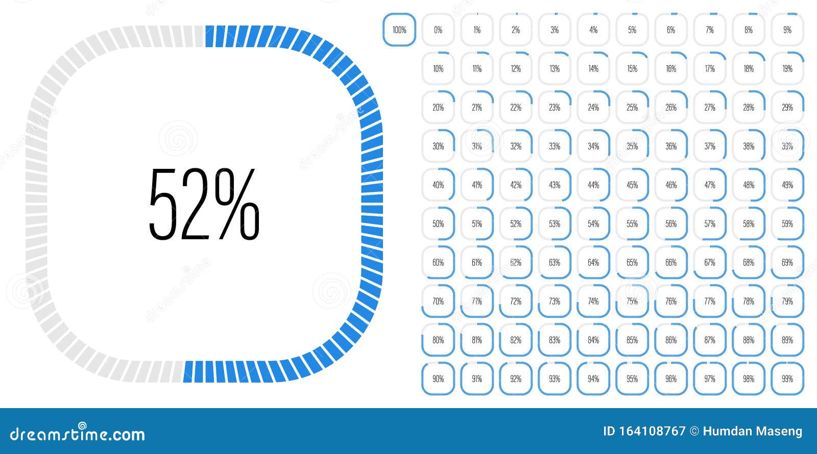 Set of Rectangle Percentage Diagrams from 0 To 100 Stock Vector ...