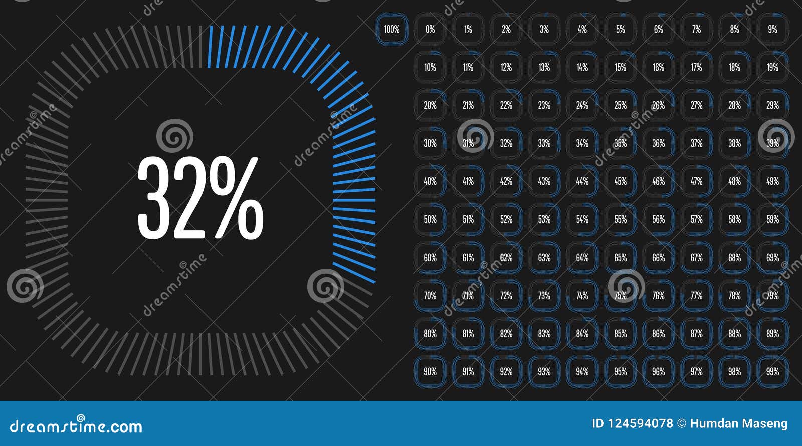 Set of Rectangle Percentage Diagrams from 0 To 100 Stock Vector ...