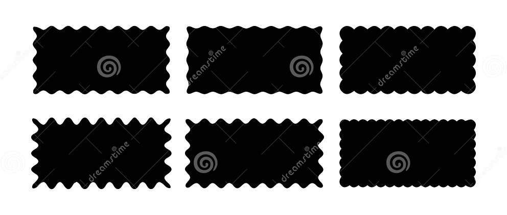 Set of Rectangle Shape Frames with Zigzag Edge. Uneven Zigzag ...