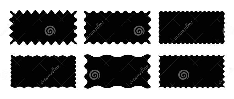 Set of Rectangle Shape Frames with Zigzag Edge. Uneven Zigzag ...