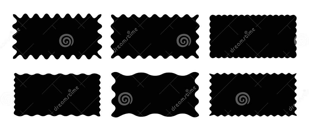 Set of Rectangle Shape Frames with Zigzag Edge. Uneven Zigzag ...