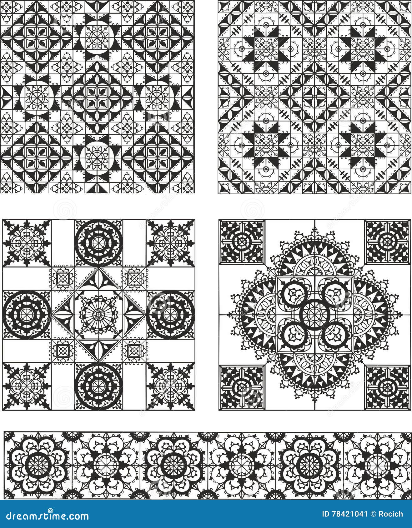Set of Rectangle and Square Form Ornamental Patterns Stock Vector ...