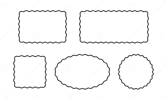 Set of Rectangle, Square, Oval and Circle Frames with Wavy Edges ...
