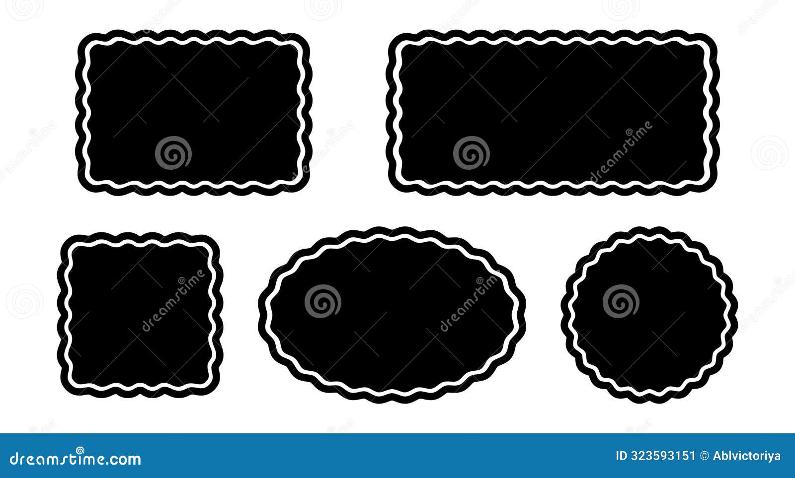 Set of Rectangle, Square, Oval and Circle Shapes with Wavy Edges ...